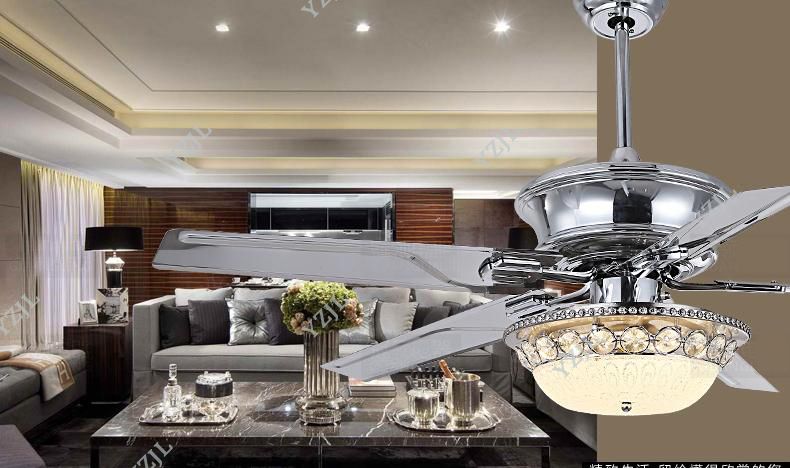 2021 Ceiling Fan Lights 52inch LED Restaurant Simple Modern Stainless ...