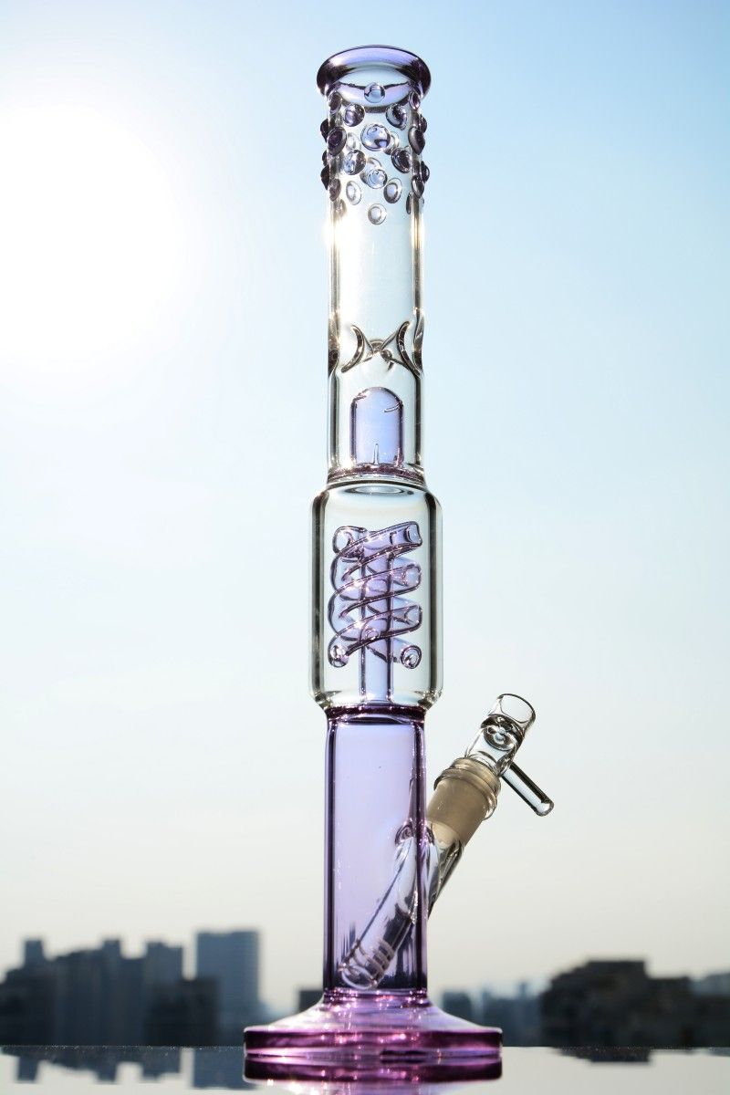 2020 Double Chamber Glass Bongs With Coil Percolator Downstem Water ...