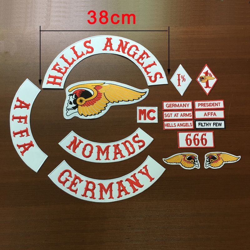 2017 Wide 38cm Full Set Hells Angels Red And White Supporter Vintage ...