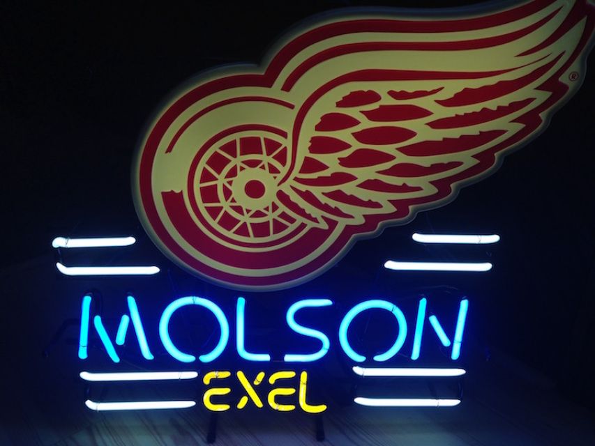 2017 Molson Coors Detroit Red Wings Neon Sign Handmade Real Glass Store ...