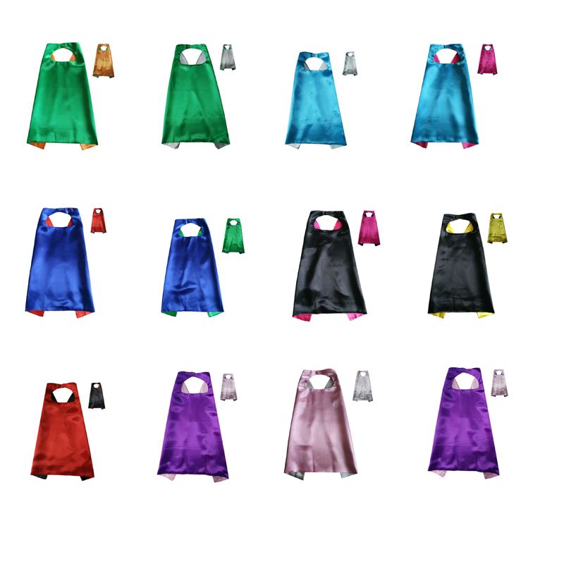 Solid Color Double Layer Cape Children Cosplay Capes Halloween Party ...