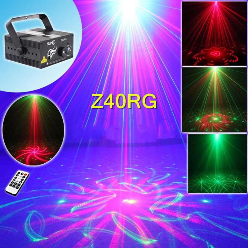 Stage Laser Projector Lights Mini Portable IR Remote R&G 40 Patterns ...