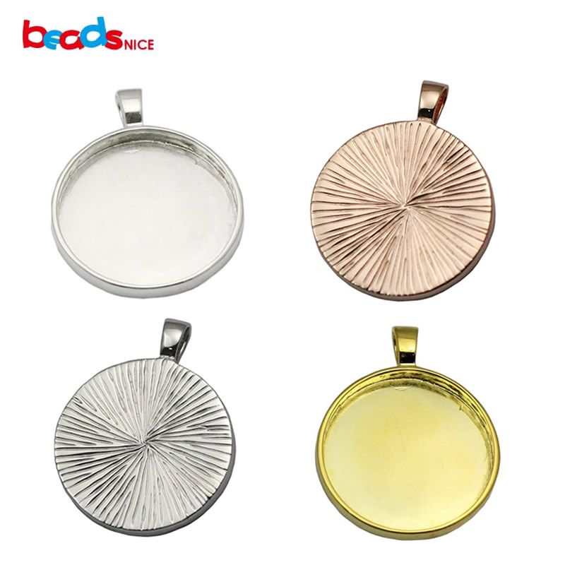2019 Beadsnice Round Bezel Pendant Setting 925 Sterling Silver Cabochon ...