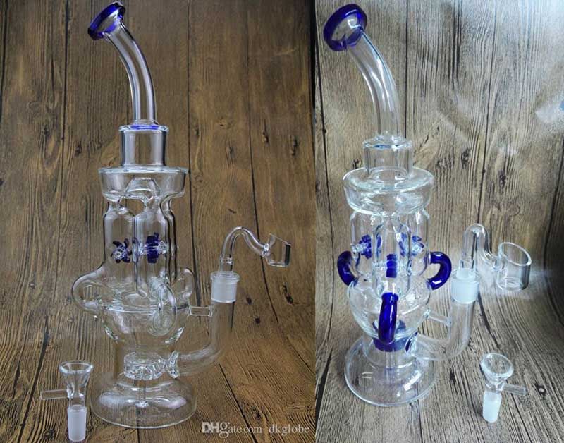 Newest Windmills Spin Propeller Perk Bongs Oil Rag Glass Bong Three Rotating Cyclone Recycler
