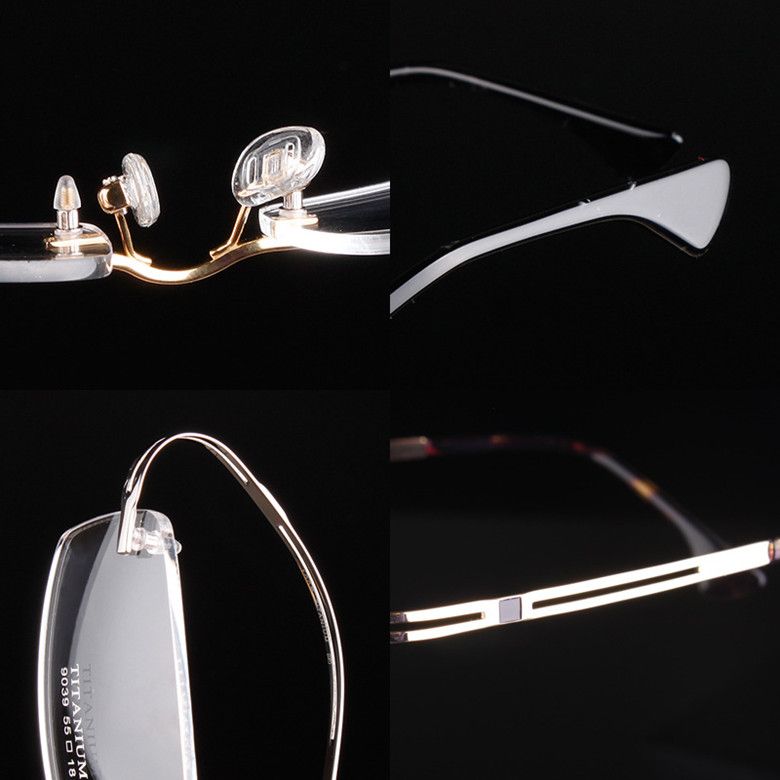 Classical Designed A+ Gold Rimless Glasses Ultra Light 9039 Memory Pure ...