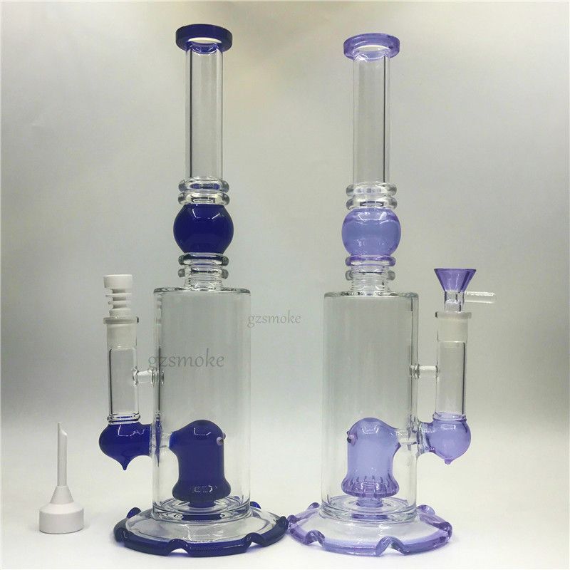2021 Bong Glass Bubbler Pipe Purple Bongs Jelly Fish Percolator Two ...
