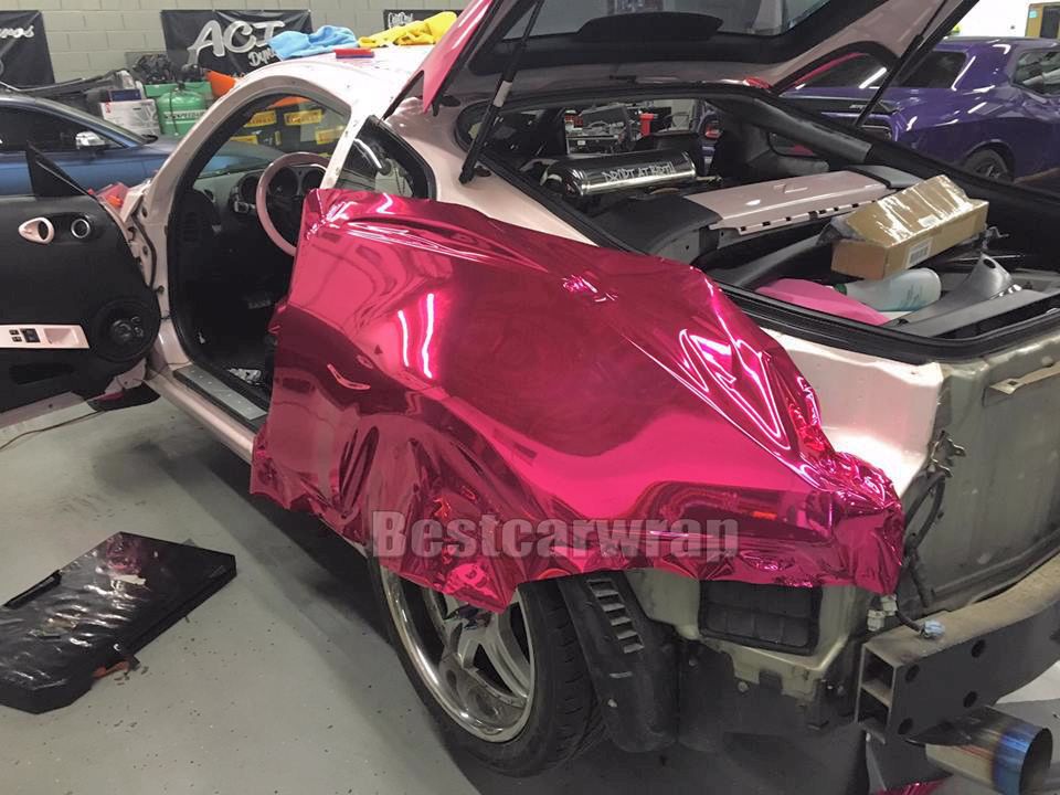 2020 Stretchable Chrome Vinyl Rose Pink Full Car Wrap Film With Air ...