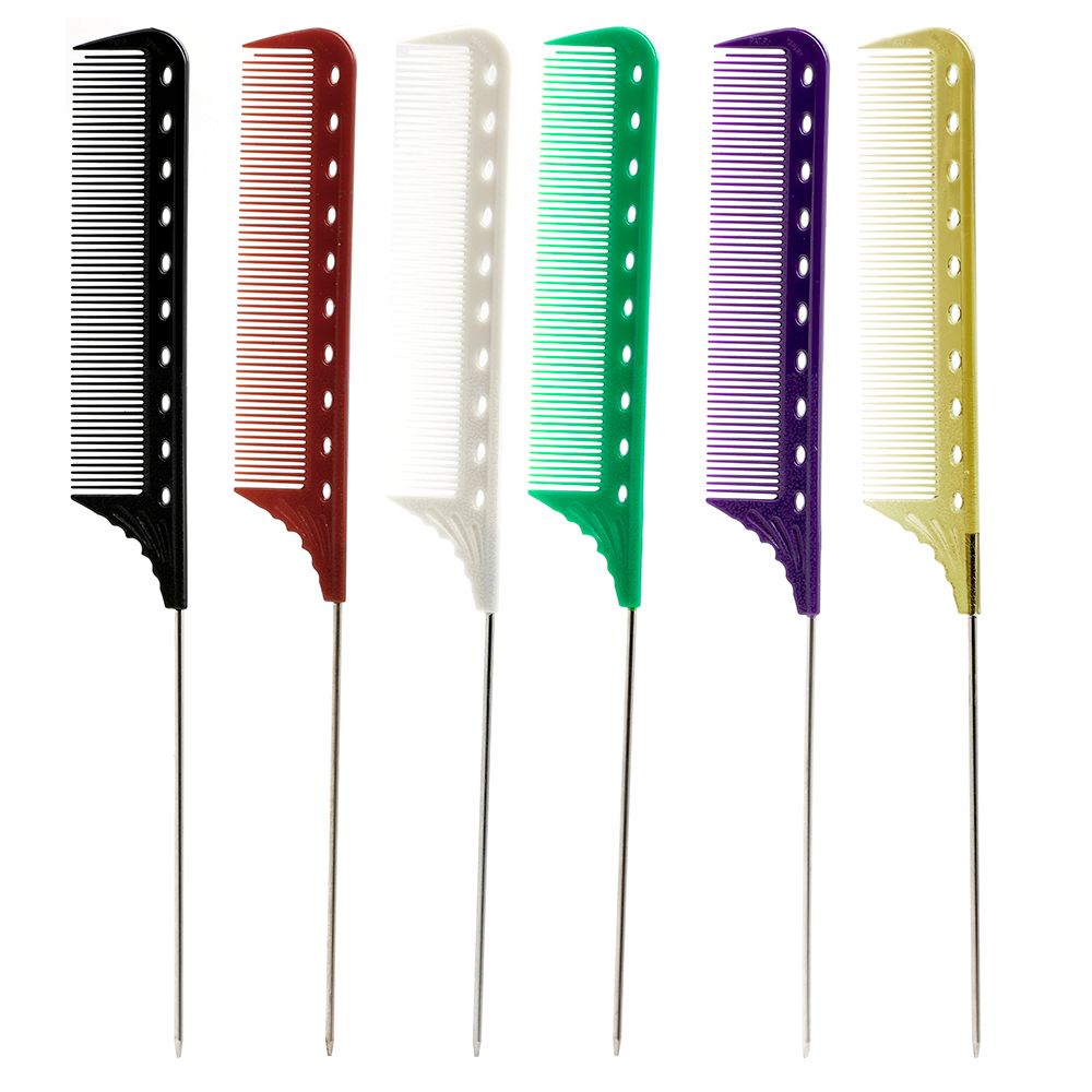 Stainless Steel Rat Tail Comb Set Unbreakable Resin Teeth Hair Cutting ...