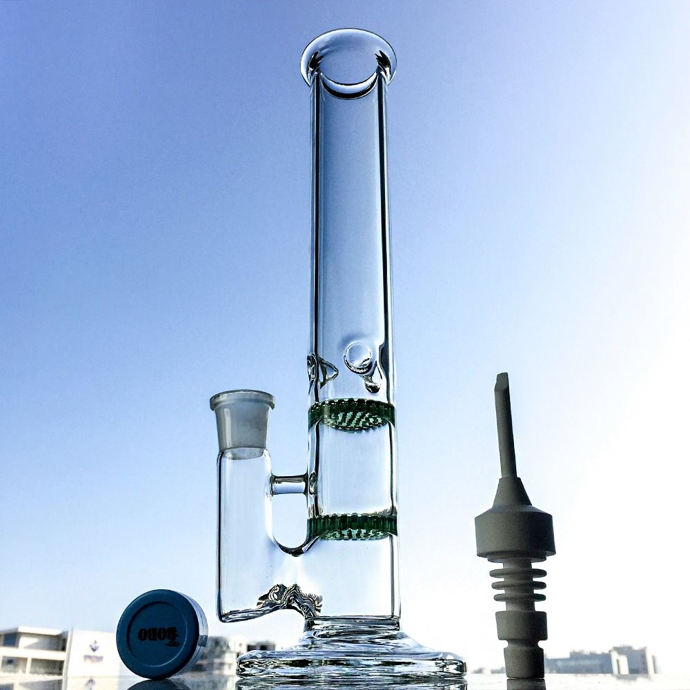Two Funtions Oil Rig Bongs 2 Layers Honeycomb Perc Smoking Glass Bongs ...