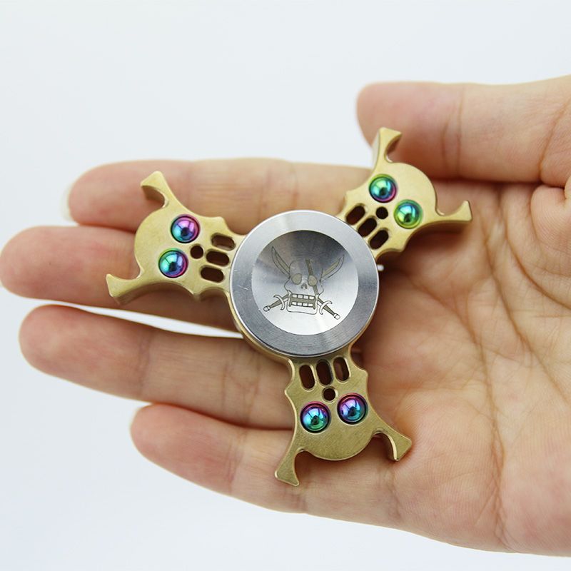 Hand Spinner Skull Metal Brass Ghost Fidget Spinner Toy Rainbow Eyes ...