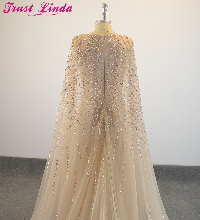 Elegant Formal Evening Dresses Tulle Cape Ruffles Real Photo Show Long ...