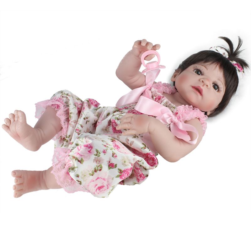 New 23 Inch/57cm Girls Gender Full Silicone Body Reborn Baby Dolls Baby ...