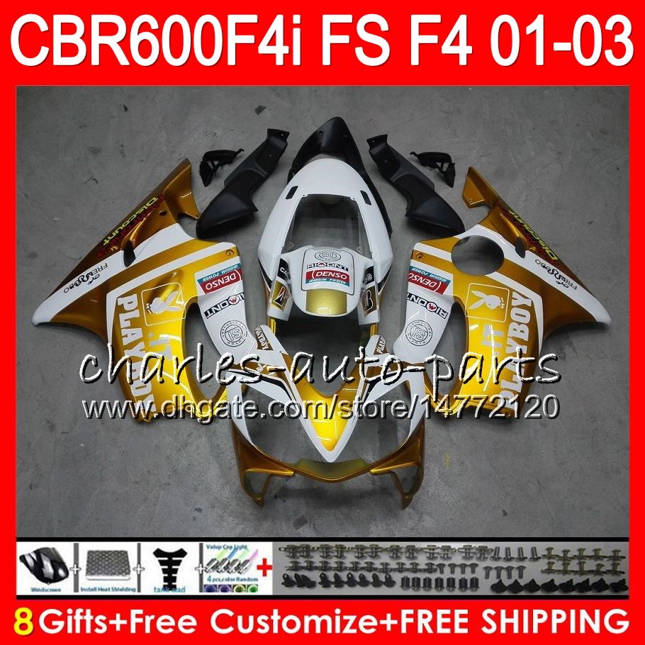 8Gifts For HONDA CBR 600F4i 01 03 CBR600FS FS 28NO119 Gold White CBR600 ...