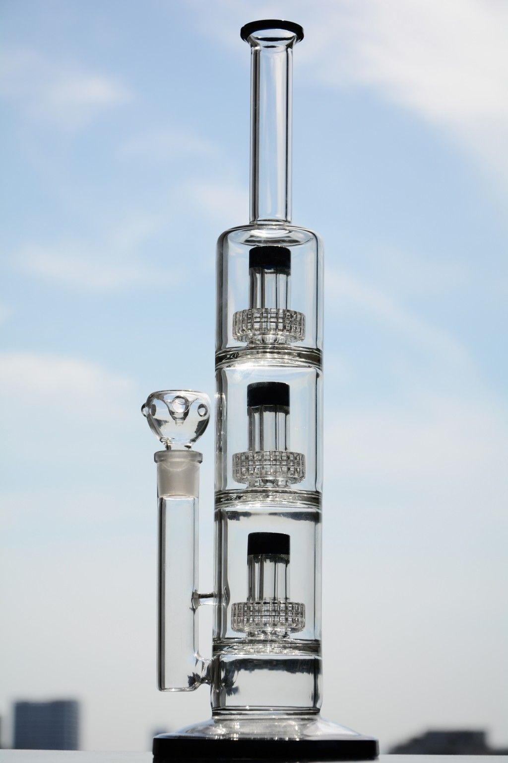 2020 Large Straight Water Pipe Thick Glass Bongs With Triple Stereo ...