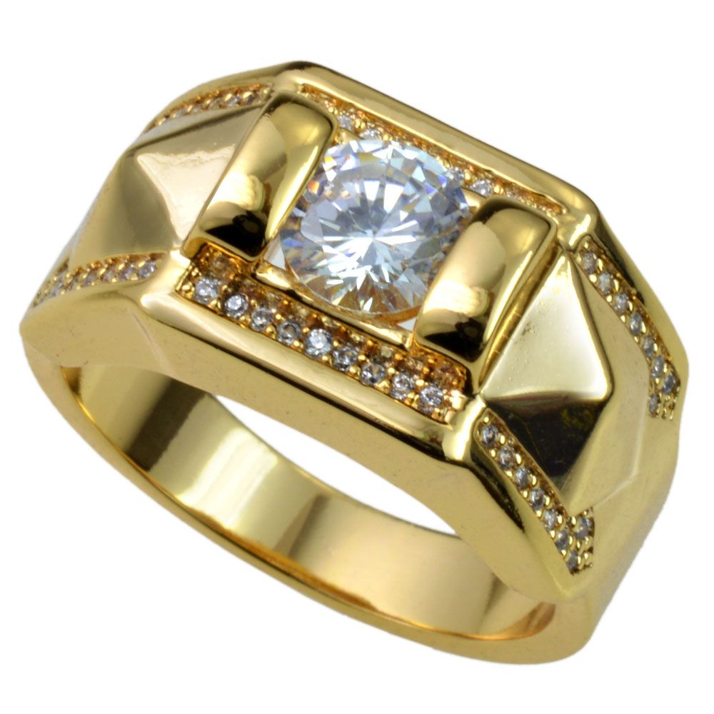 New Men 18k Gold Filled Austrian Crystals Size 8 15 Ring Jewelry R245 ...