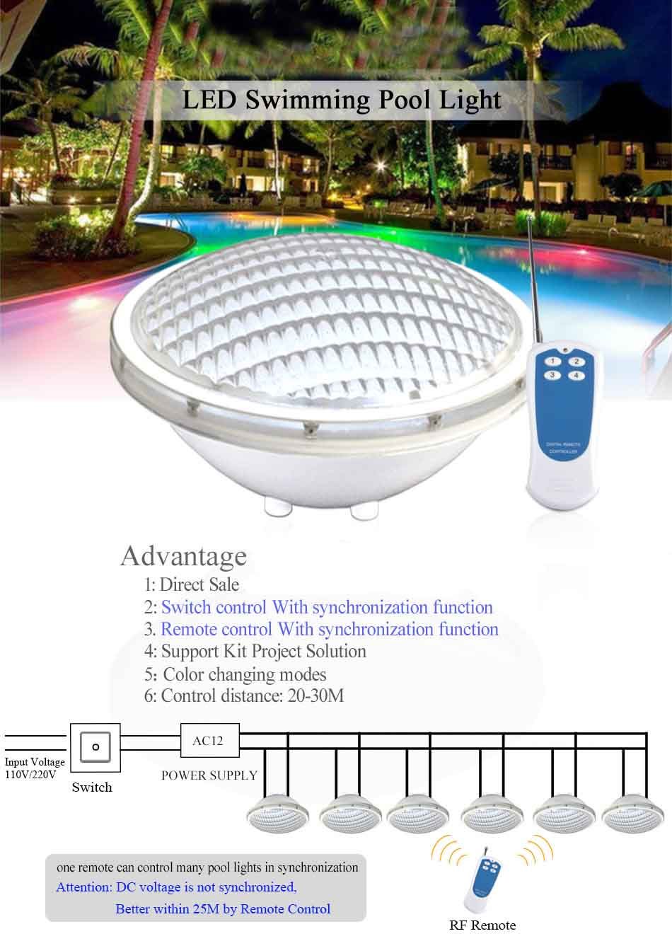 Compre RGB Par56 LED Luces De Piscina Lámpara 12V 18W 24W 35W 12 Voltios IP68 Luces Subacuáticas ...