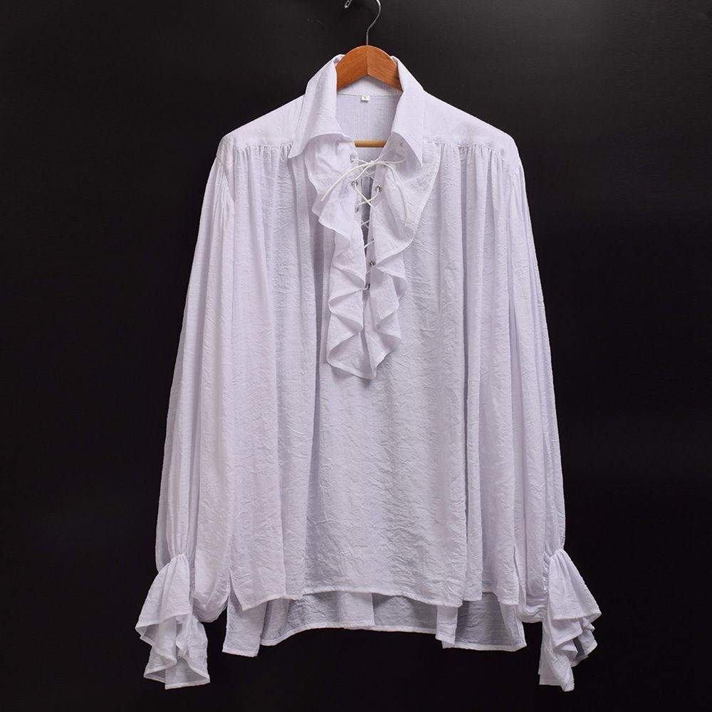 Unisex Women Men Vampire Colonial Gothic White Shirt Ruffled ...