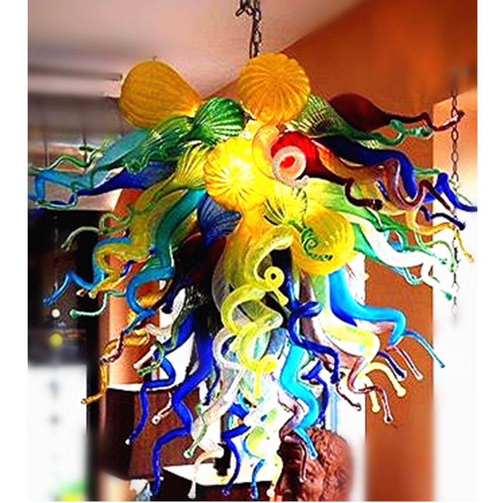 Multi Color Modern Glass Chandelier 100% Handmade Blown Glass Pendant ...