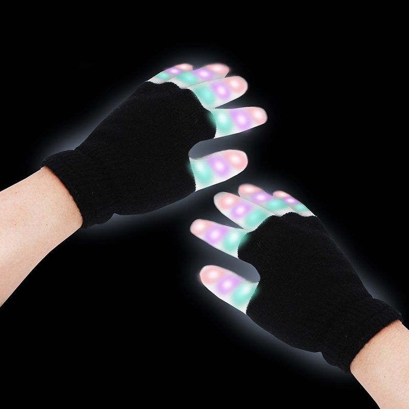 2021 Gift LED Flash Gloves Five Fingers Light Ghost Dance Black Bar ...