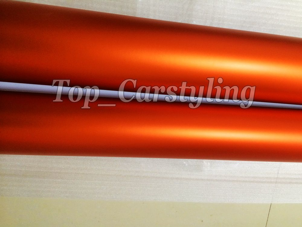 2021 Orange Metallic Matte Chrome Vinyl Wrap With Air Bubble Free Full ...