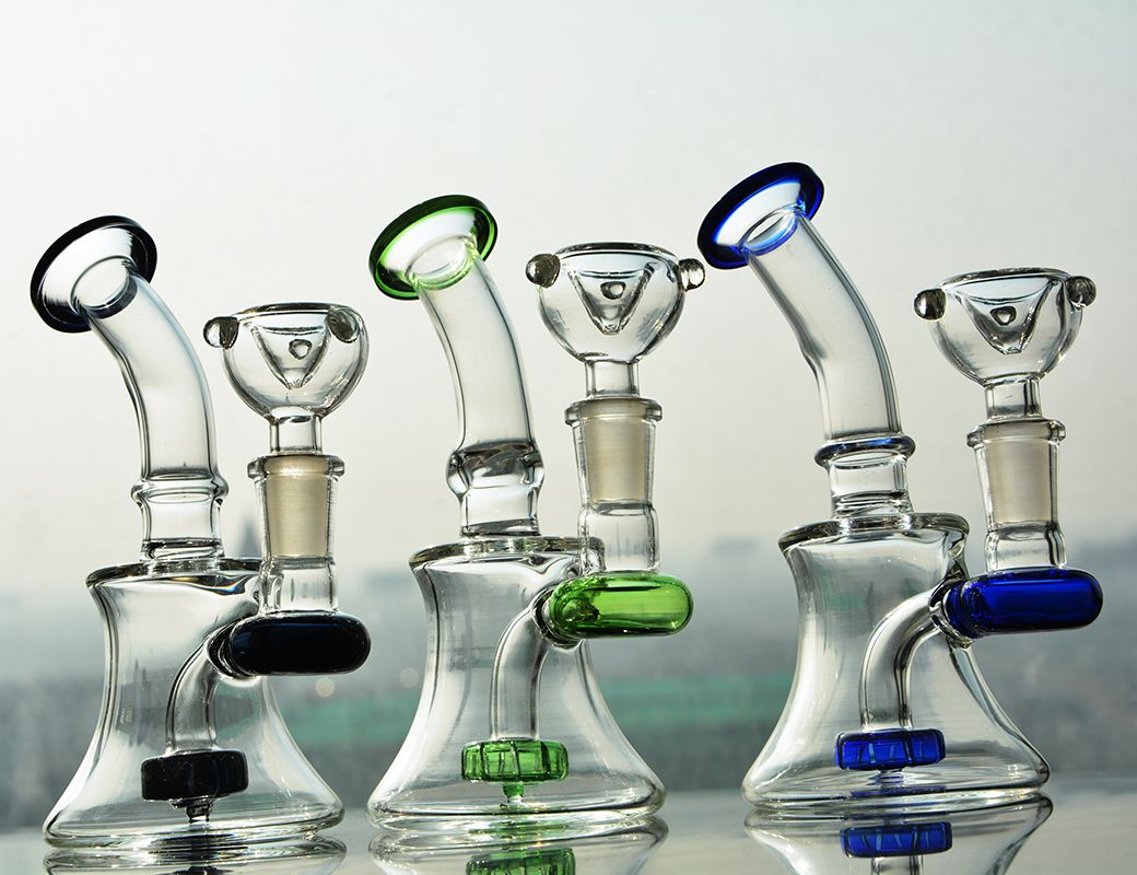 ful Mini Bongs Bent Neck Bongs Small Beaker Bongs With 14mm Joint Green ...