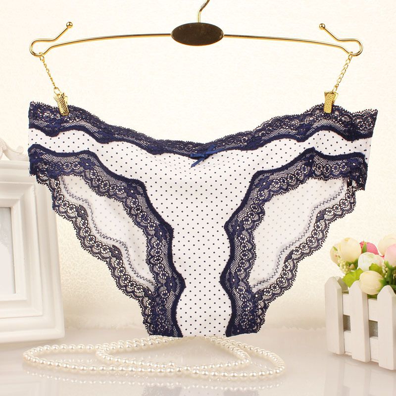 2021 Ladies Sexy Low Waist Lace Underwear Bowknot Cute Lace Ruffles