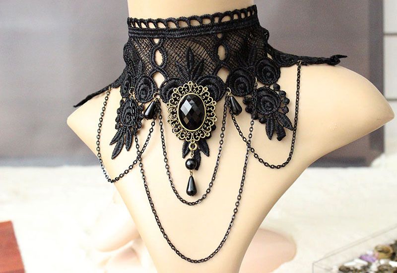 Vampire Gothic Bridal Necklace In Lace & Pearls 2017 In Stock 32 40cm ...
