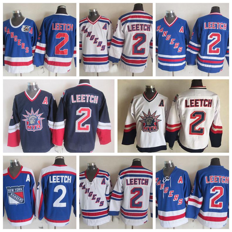 2019 Vintage New York Rangers Hockey Jerseys 2 Brian Leetch 75th ...