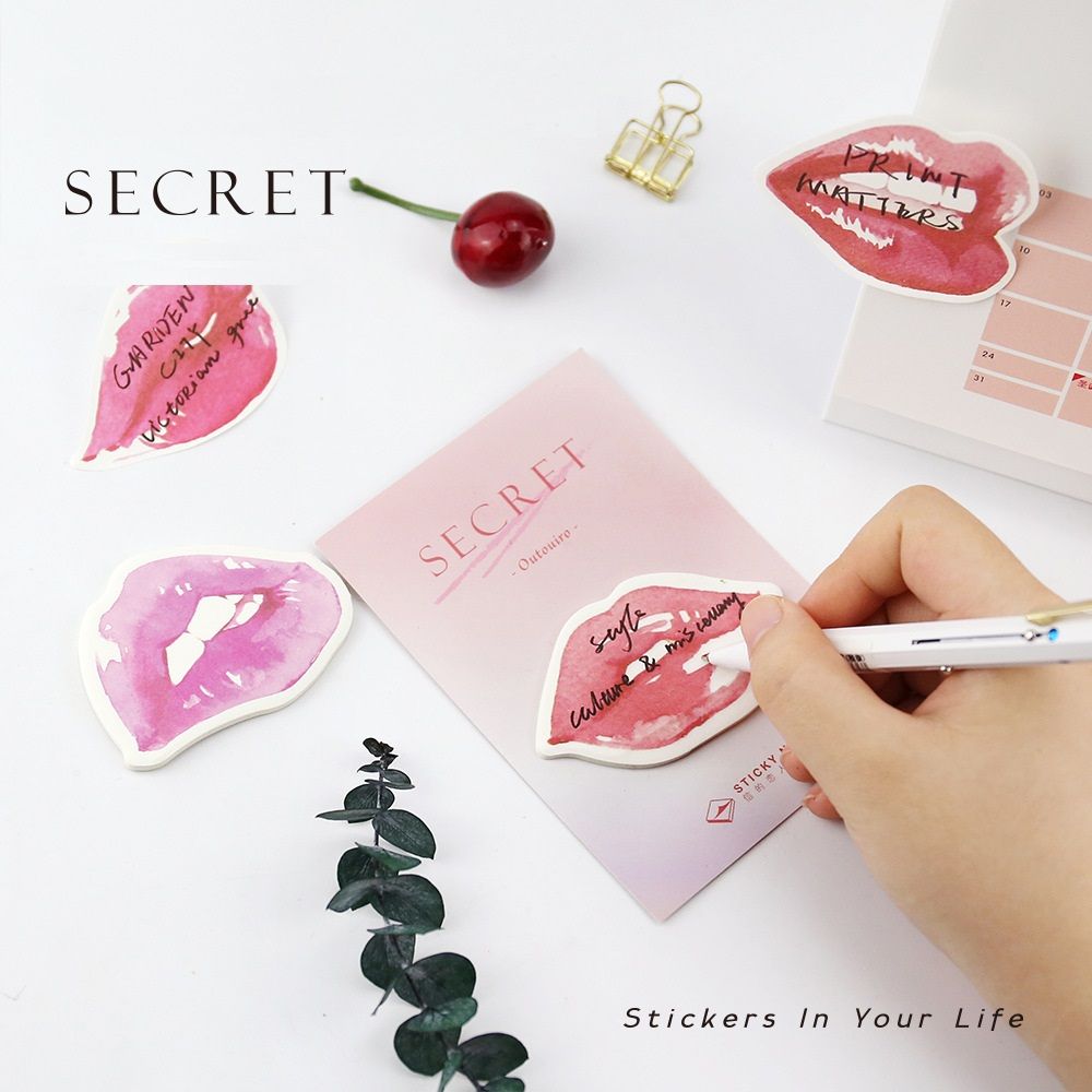 2019 Secret Kisses Sticky Notes Lip Stickers Adhesive Memo Note For ...