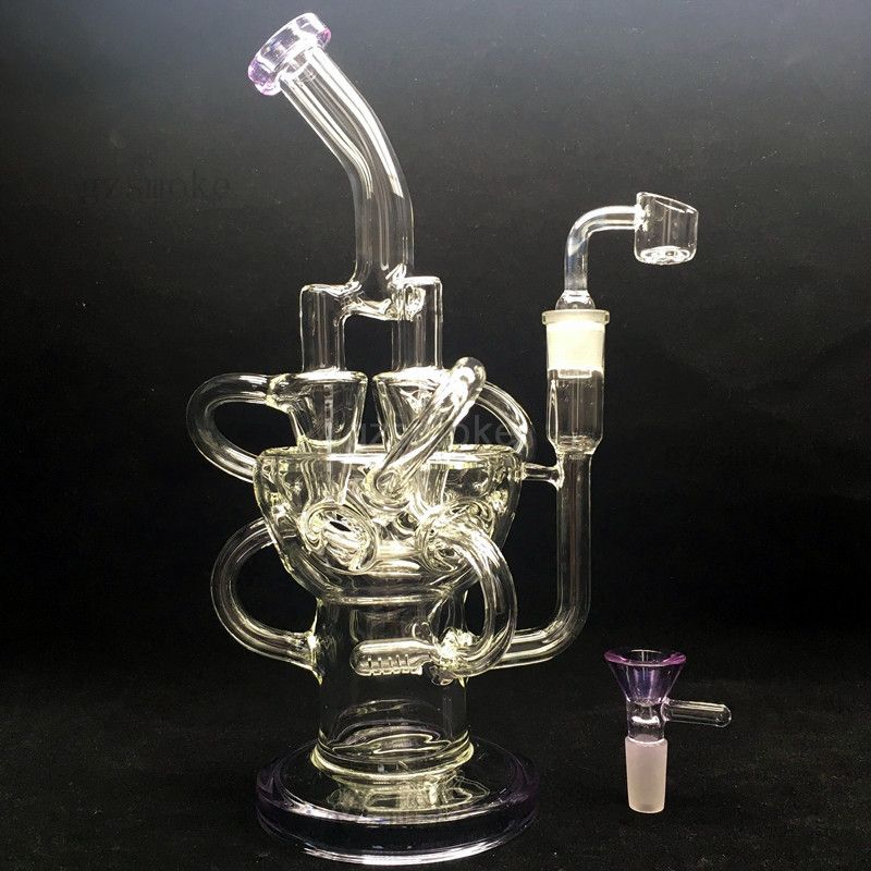 2017 Recycler Glass Bong Dab Oil Rigs Awesome Triple Cyclone Inline Arm ...