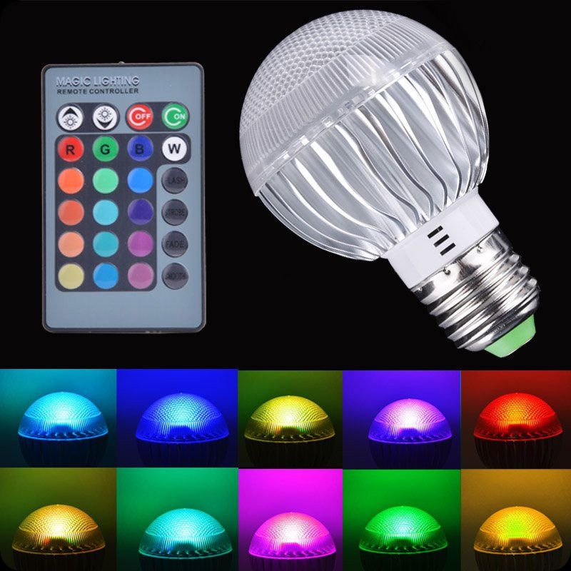 3W RGB LED Light Bulb With IR Remote Control E27 AC85 265V Colorful RGB ...