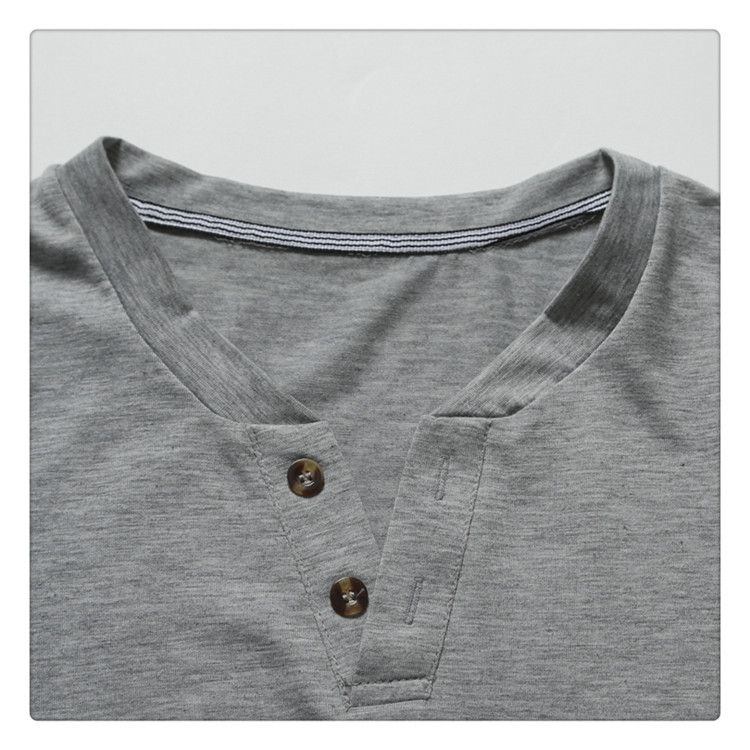 T Shirts For Men 2017 Fashion Two Button Decorate Mens Casual V Neck ...
