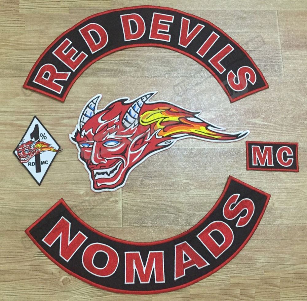 New Arrival RED DEVILS EMBROIDERY BIKER PATCH Iron On Jacket Motorcycle ...