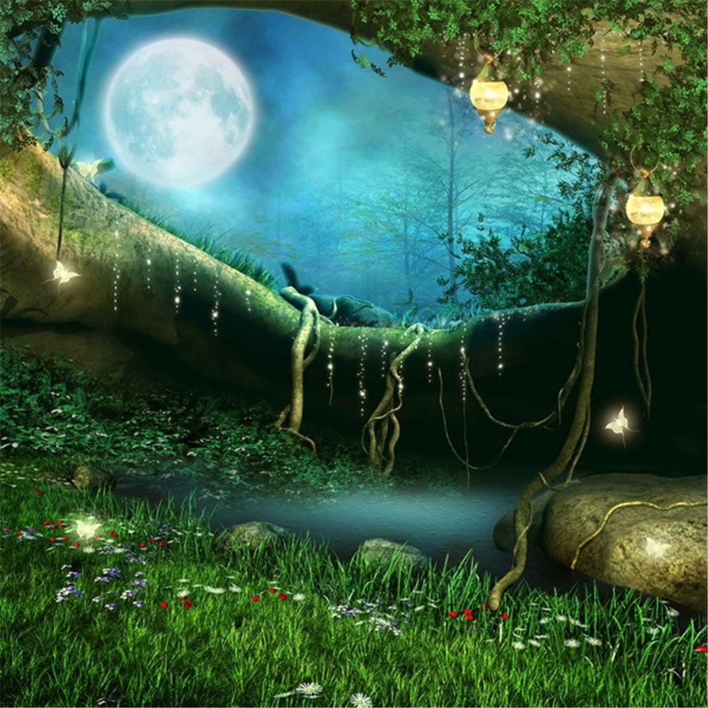 2019 Fairyland Photography Backdrops Vinyl Cloth Night Moon Tree Hole ...