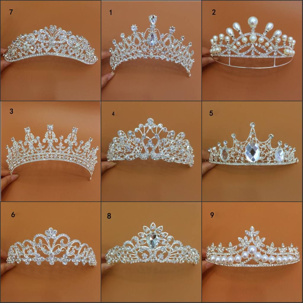 Compre Chegada Nova Luxo Diferentes Tipos Tiaras De Casamento Do ...