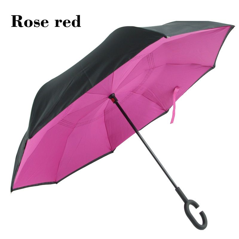 2021 Self Standing Inside Out Inverted Umbrellas Double Layer Reverse ...