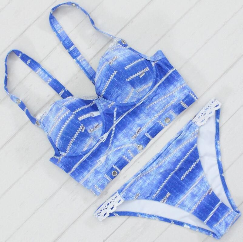 2021 Bikini 2017 New Arrival Imitation Denim Fabric Swimwear Women Set ...