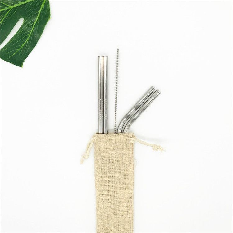 Reusable Metal Straw Set Stainless Steel Straw Set With Cleaning Brush ...