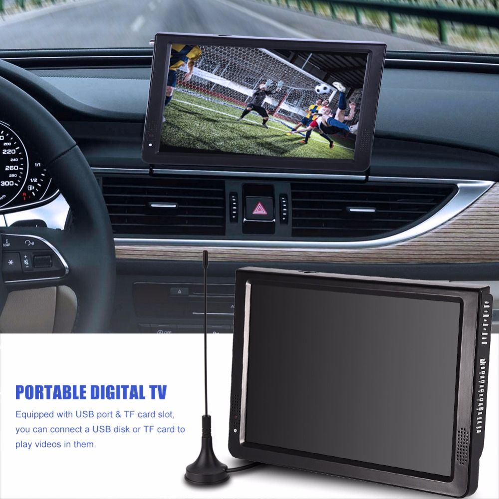 12 Inch Big Size Portable TV 110V 240V ATSC 16:9 Digital Car TV 1080P ...