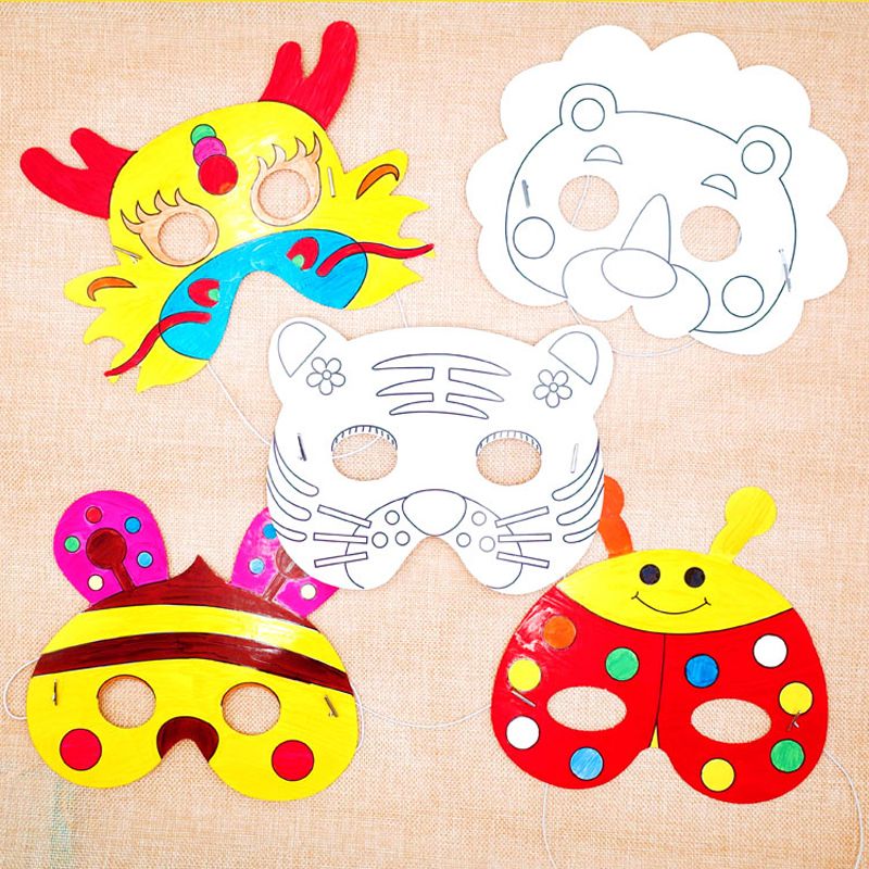 16style DIY Blank Paper Face Mask Children White Graffiti Eye Mask ...
