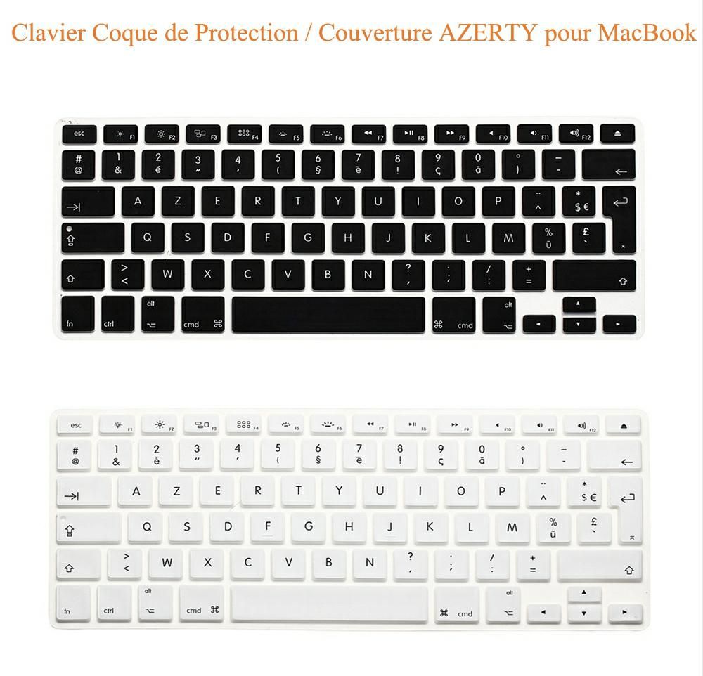 UK/EU Clavier AZERTY Silicone Keyboard Cover Skin For MacBook Pro Air ...