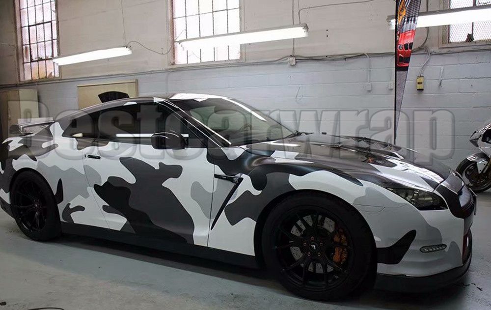 Gro handel Gro e Jumbo Camo VINYL Wrap Schwarz Wei Grau Full Car