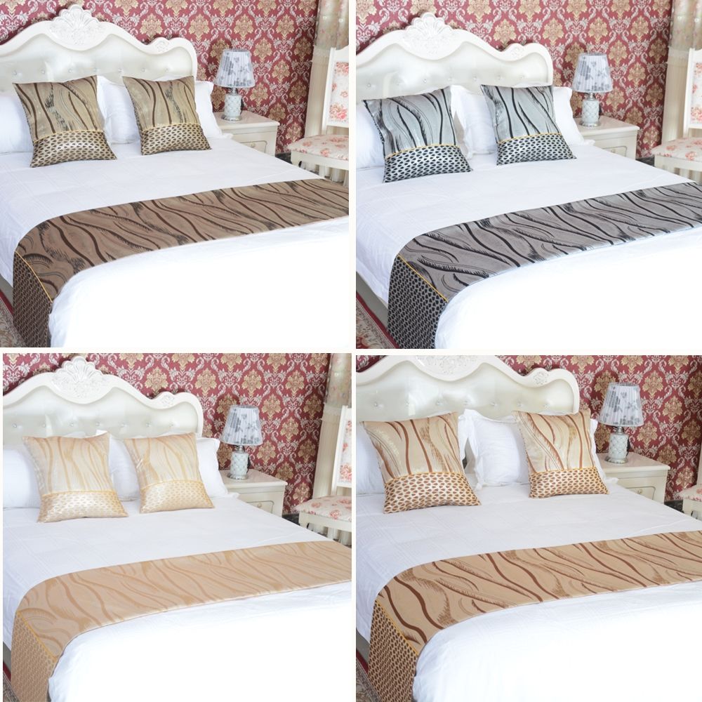 Luxury Polyester Bedspread Double Layer Bed Runner Throw Bedding Single ...