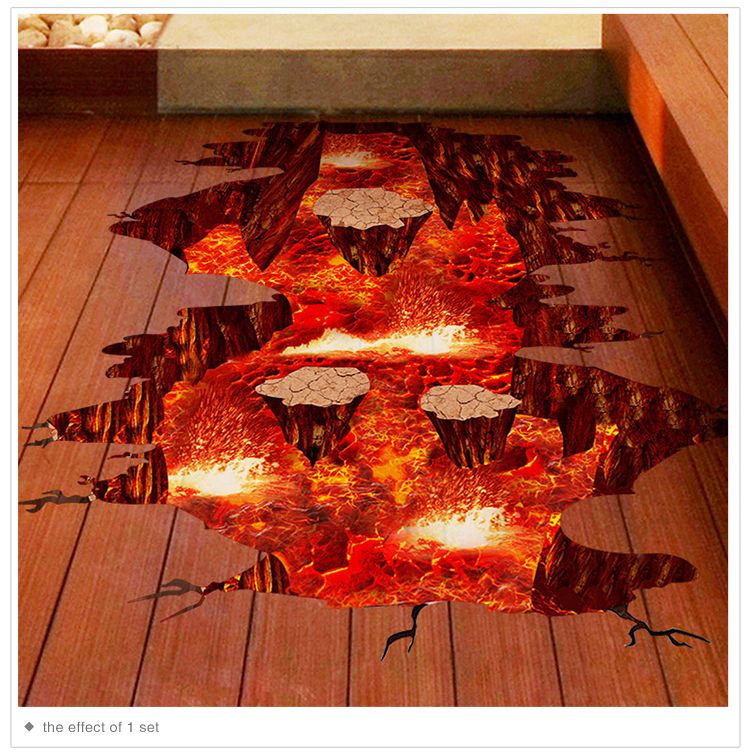 Large Magma 3D Decorative Floor Stickers Lava Vinyl Mural Decals For ...