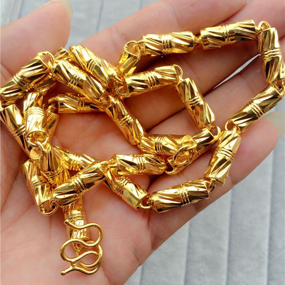 2020 Geometry Solid Necklace Chain Classic 18k Yellow Gold Filled 7mm ...