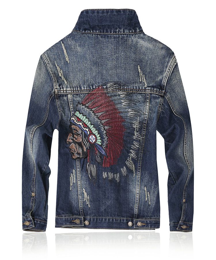 New Style Men'S Hip Hop Denim Jacket Distressed Vintage Frayed Jacket ...