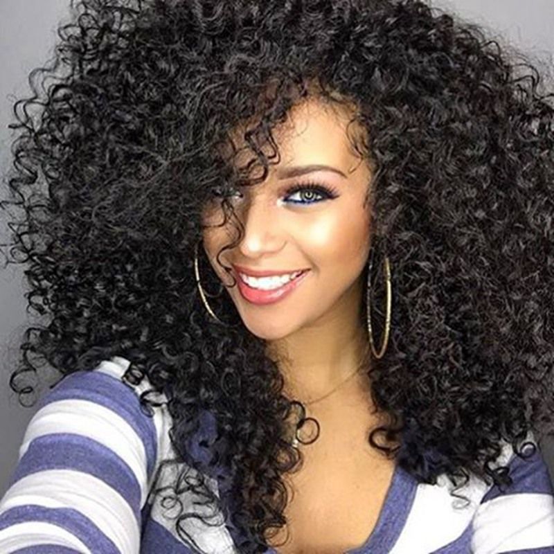Fashion Kinky Curl Wigs Lace Front For Black Women Afro Style High