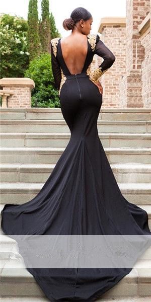 Beyonce Sexy Black Mermaid Long Prom Dresses 2018 V Neck Long Sleeves