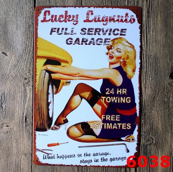 2021 Metal Painting Garage Pin Up Lady Route66 Tin Sign Art Wall ...