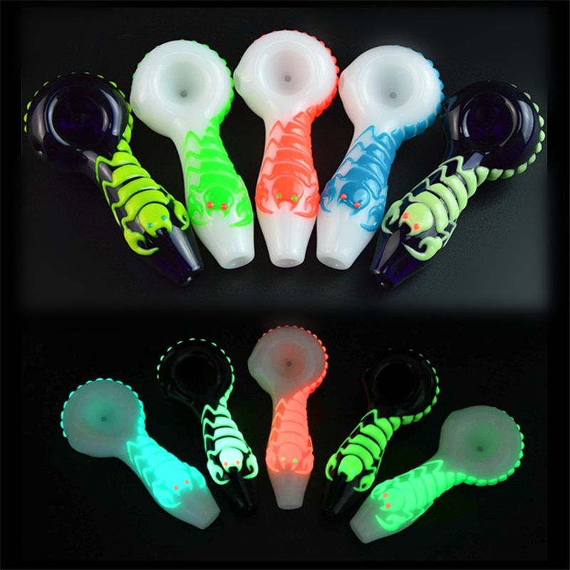 2020 New Arrival 4 Inch Glow In The Dark Glass Spoon Pipe Oil Burner ...